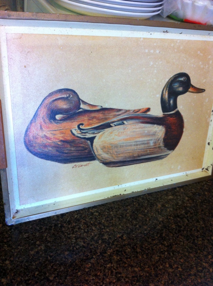 Vintage decorated Mallard Duck Tole Tray Nasko Quality Made Serving ...