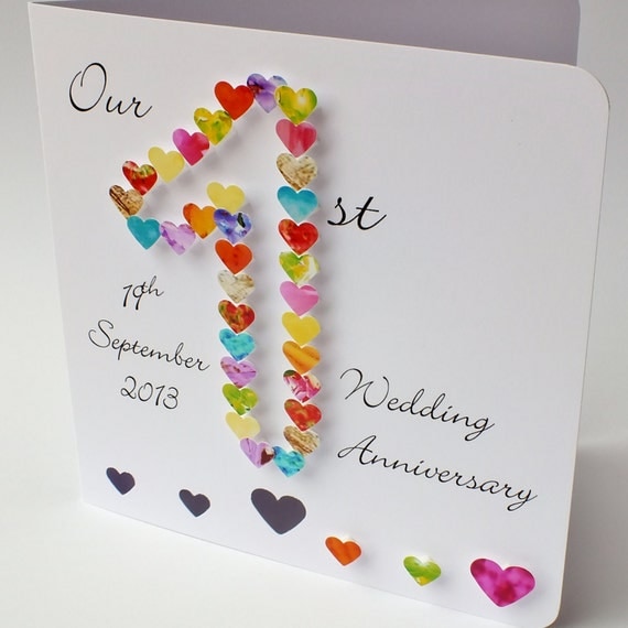1st Wedding Anniversary Card Handmade Personalised First