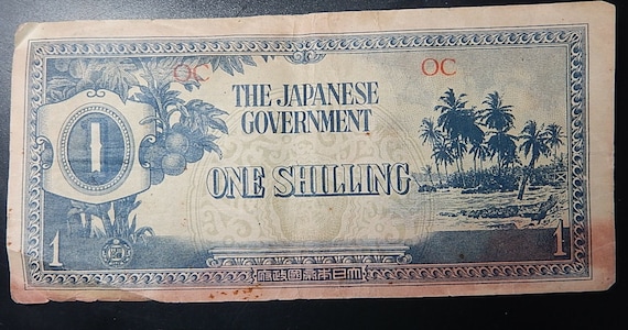 VINTAGE 1942 1944 WWII The Japanese Government One 1 Shilling
