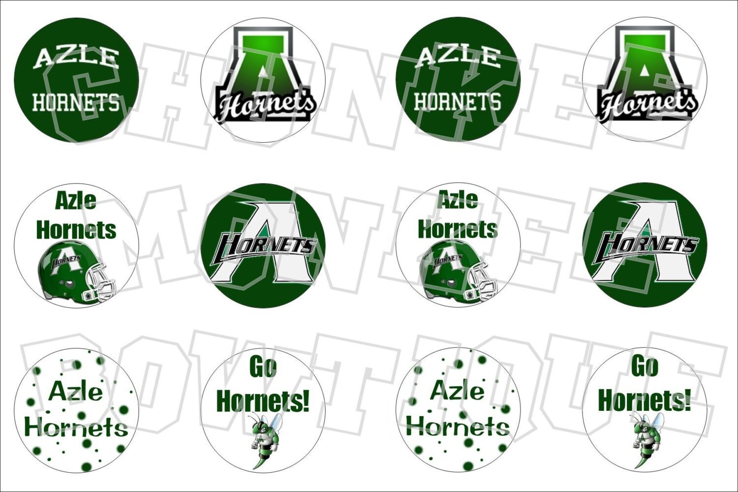 Azle Texas Hornets bottlecap image sheet school mascot