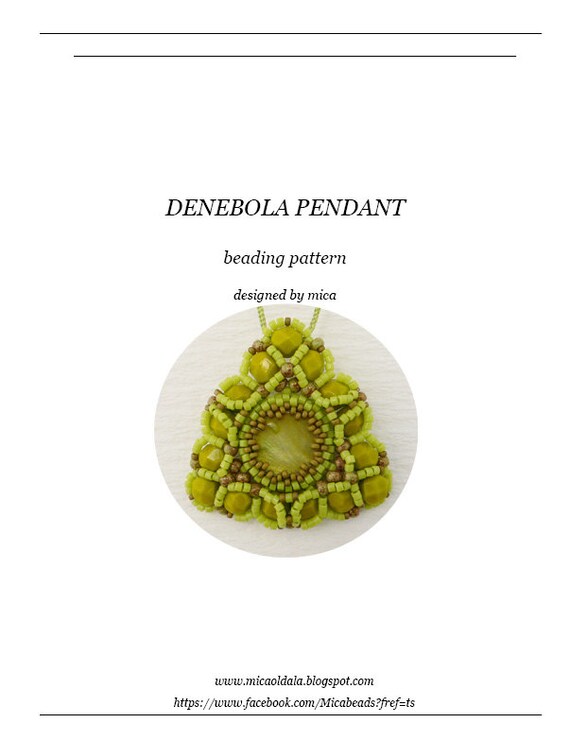 Denebola Pendant Beading pattern/Tutorial PDF file for