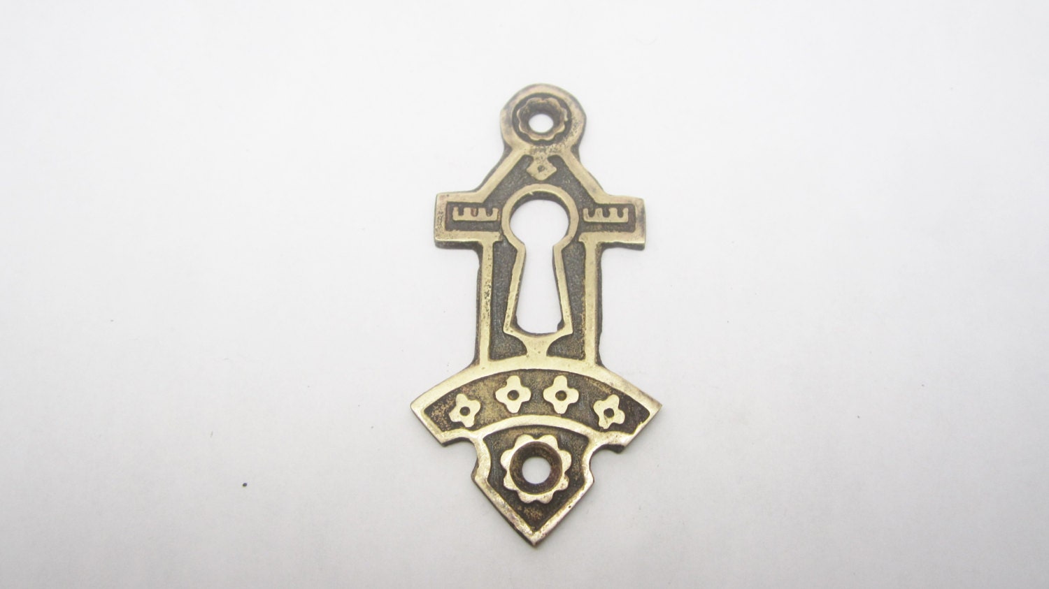 Vintage Metal Keyhole Escutcheon Brass Celtic Cross Architectual Key ...