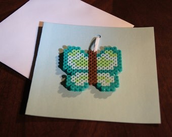 Perler bead card | Etsy