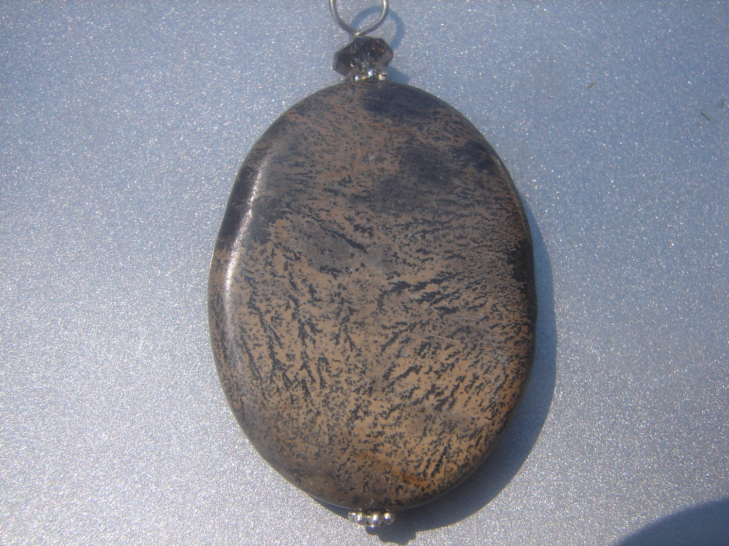 Dinosaur Bone Pendant w/ Sterling & Crystal Bead by doramarvin