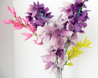 Lavender, Purple, Turquoise and Yellow Paper Flower Bouquet