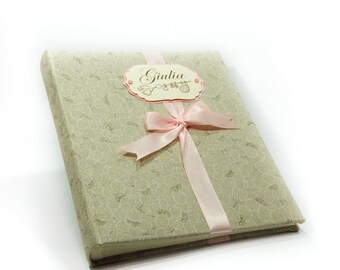 Small linen photo album red polka dots 6x8 30 sheets by sadilla