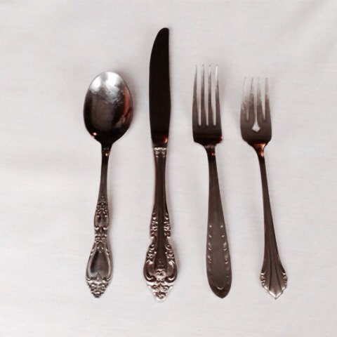 ON SALE Vintage Mismatched Fancy Stainless Flatware Set Dinner for 12 ...