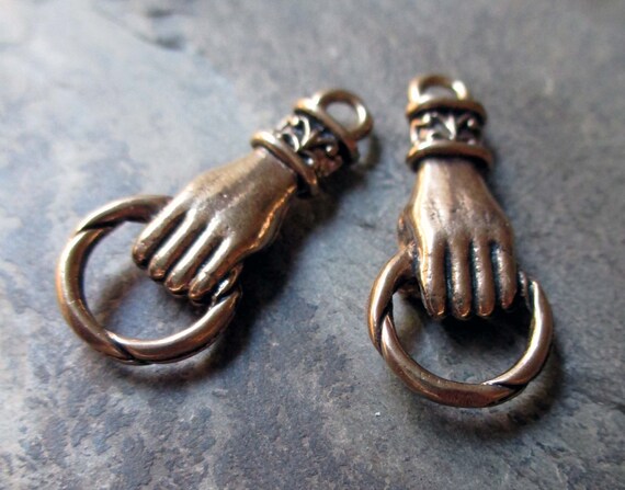 bronze hand connectors charms with rings loops hoops jewelry