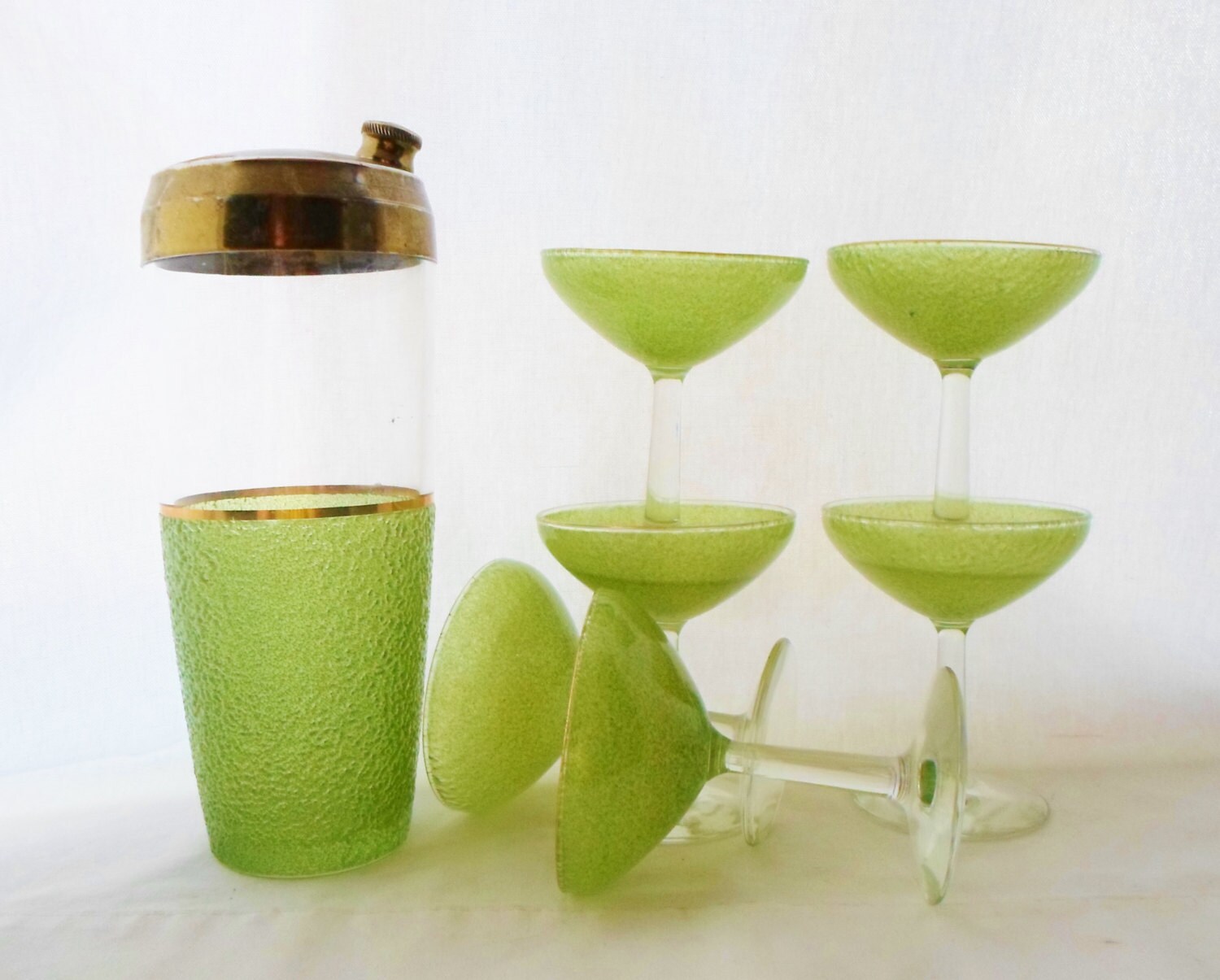 1950’s, Mad Men Style, Martini Set, Barware, Martini Shaker, Stemware ...