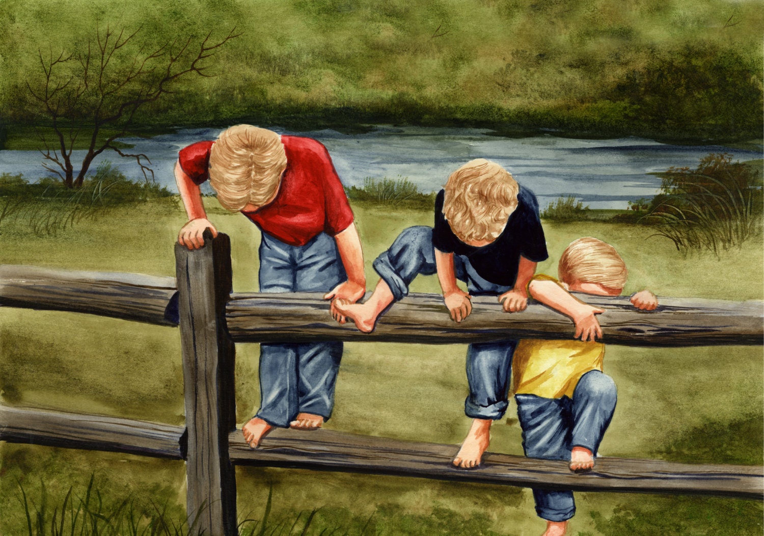 Three Little Boys Brothers painting