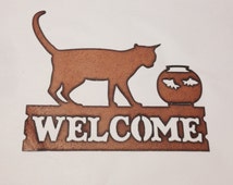 Popular items for cat welcome sign on Etsy