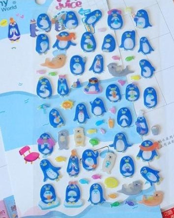 Lovely Blue Penguin Stickers 1 sheet