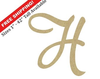 Wooden Monogram Letter H: - Large or Small, Unfinished, Cursive Wooden ...