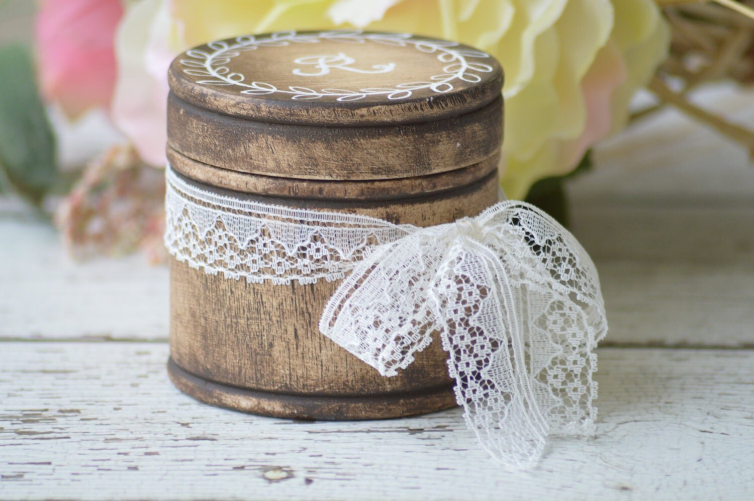 rustic ring box shabby chic ring bearer box by RedHeartCreations