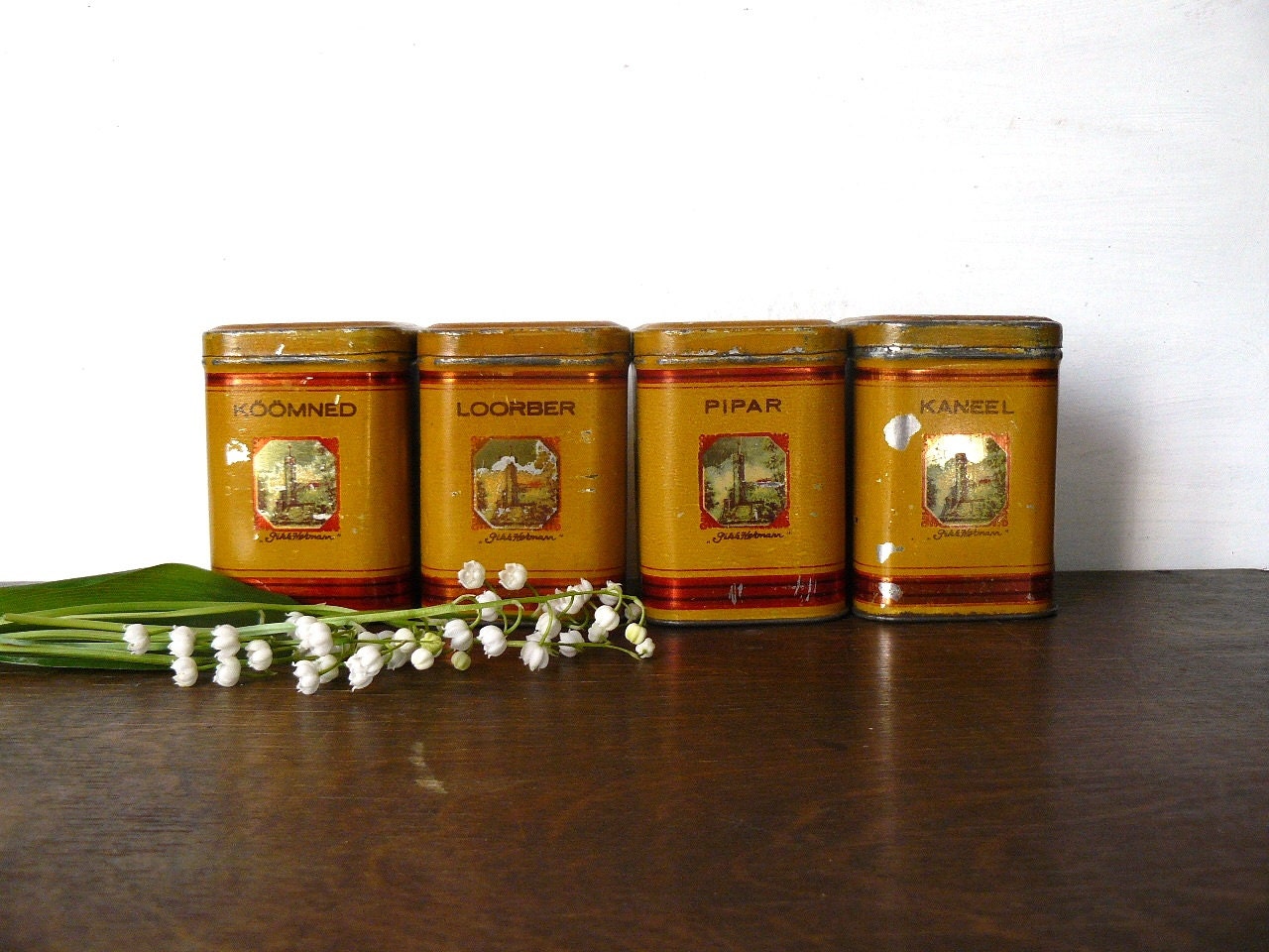 Soviet mustard Tin Canisters, Rusty metal box, Farmhouse, set of 4 ...
