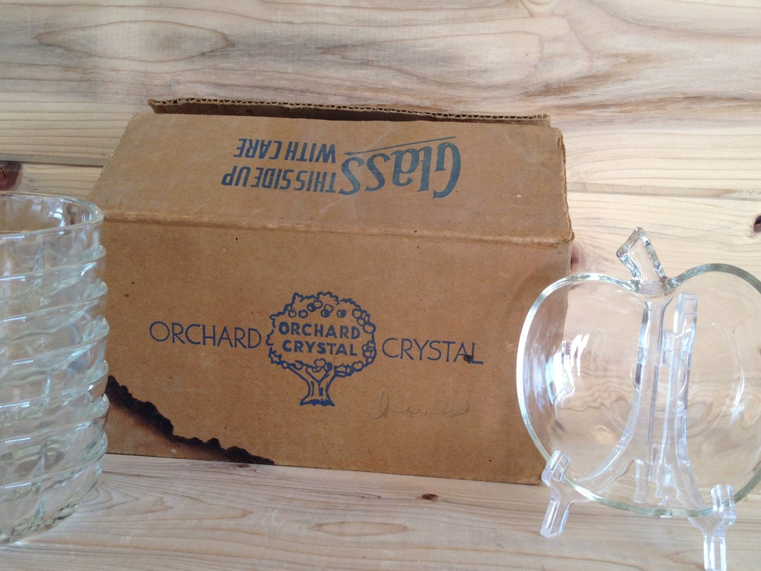 Set of 8 Orchard Crystal Apple Desert Fruit Bowls Hazel Atlas ...