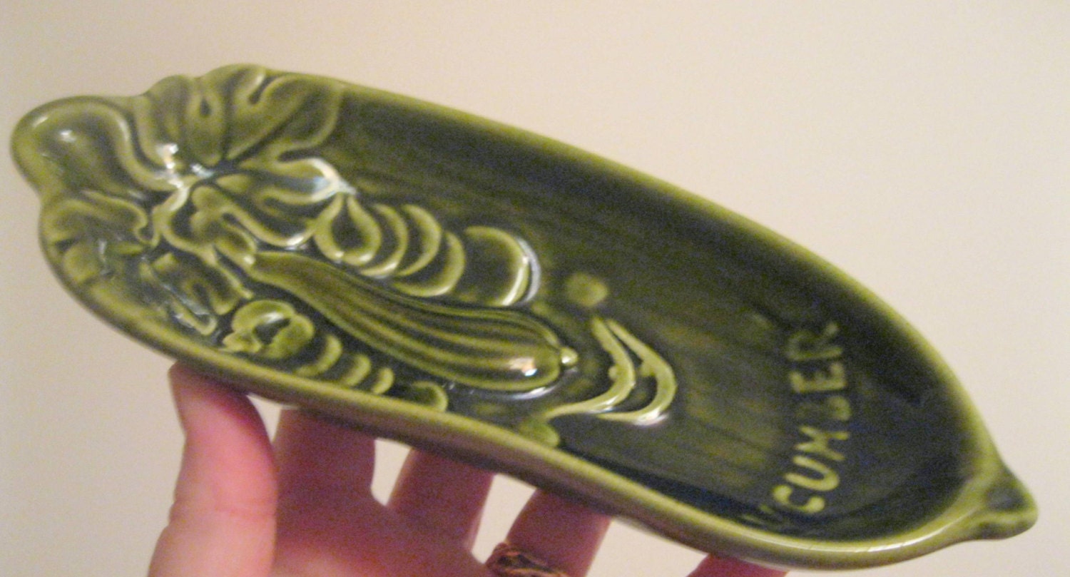 vintage retro pottery cucumber dish anthropometric face pot facepot ...