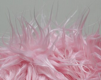 Pink mongolian fur, 9" x 7" cotton candy pink faux fur fabric, great ...