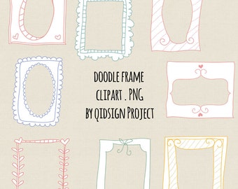 20 hand drawn circle frames doodle round borders digital