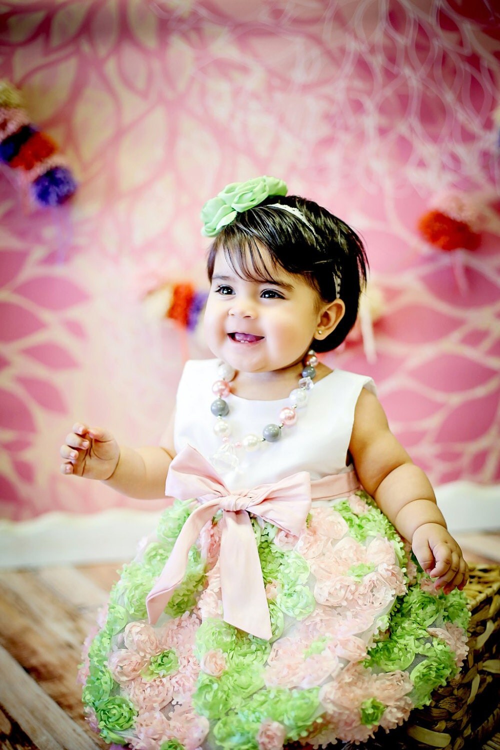 3ft x 3ft Baby Girl Photo Prop Pink Flower Photography