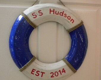 Personalized Wooden Life Preserver Decoration Personalized With Names ...