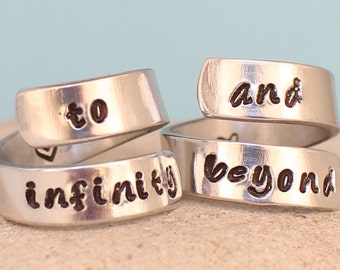 To Infinity and Beyond Rings - Personalized Couples rings. Custom rings ...