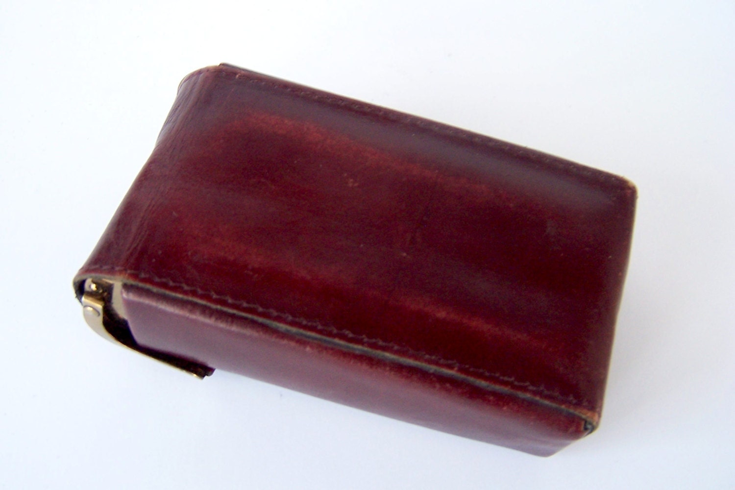 Vintage Etienne Aigner Cigarette Case Dark Maroon Hardside
