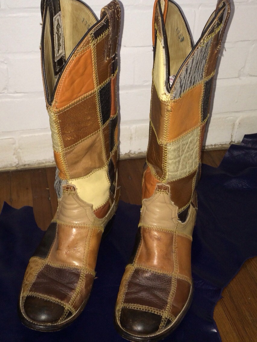 Vintage Patchwork Larry Mahan boots Size 8 by amodelclosetnyc