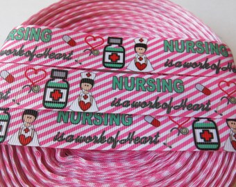 7/8 inch "Nurse" grosgrain ribbon, by the yard