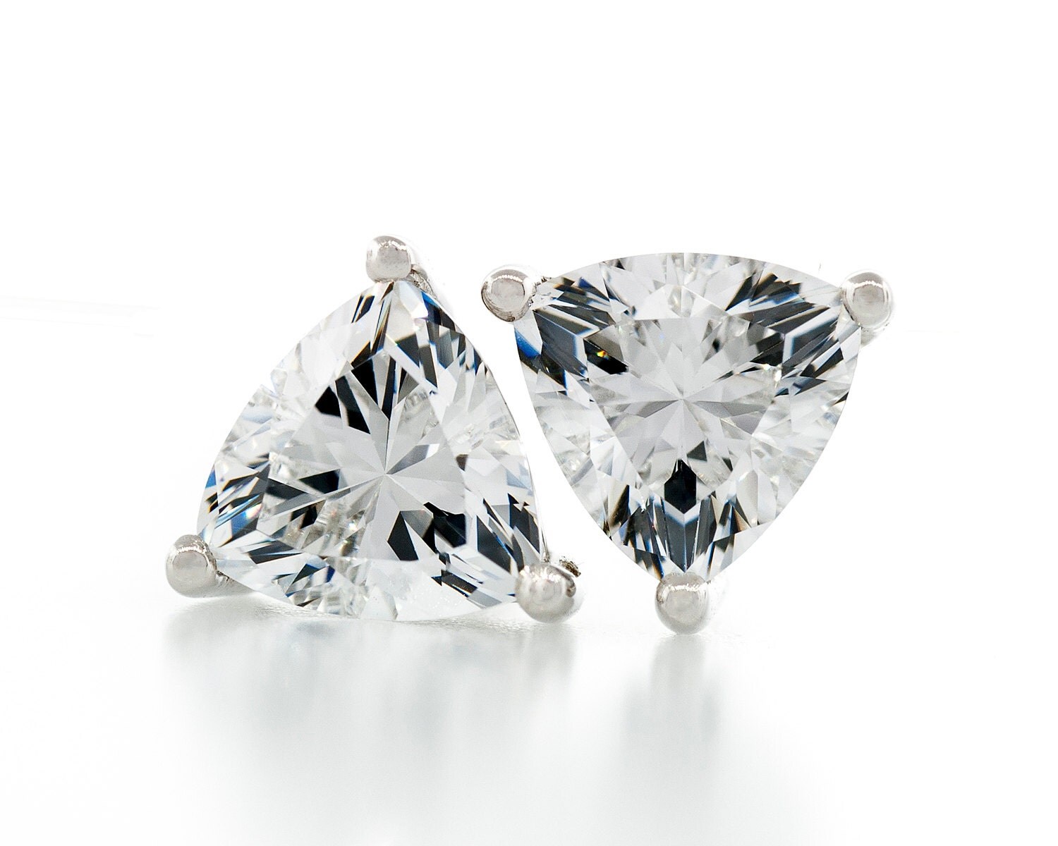 Triangle Shape Trillion Diamond Cut Crystal White by JewelryAcacia