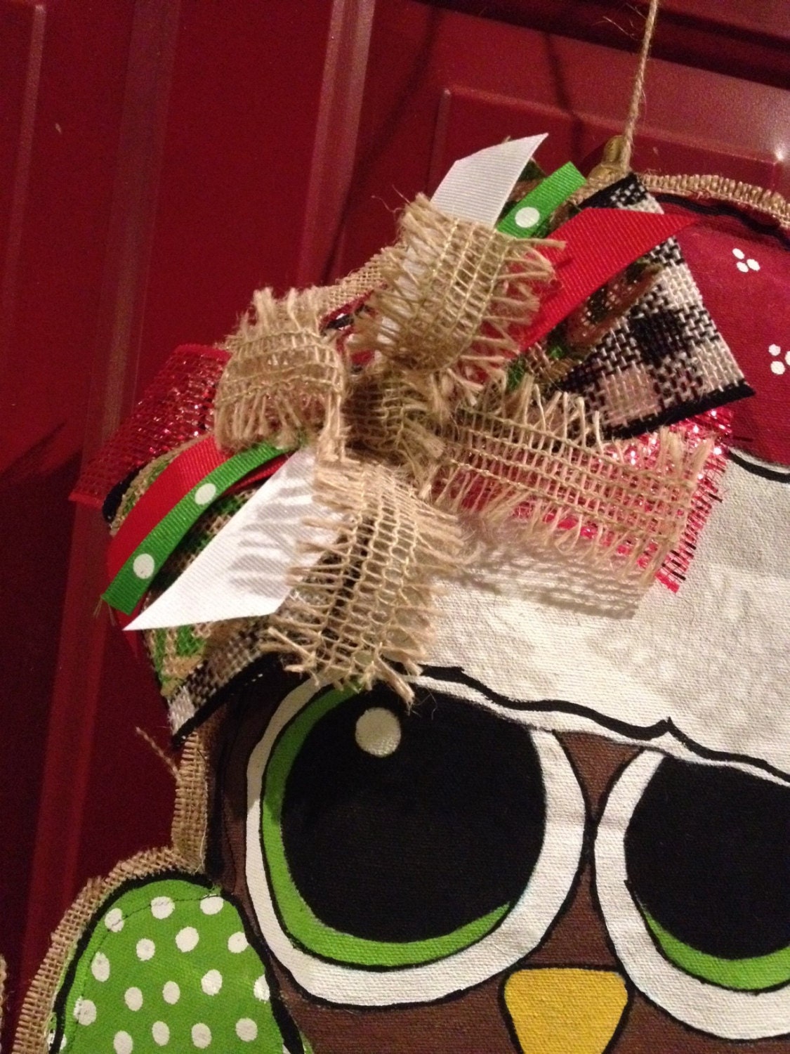 Christmas Owl Door Hanger Christmas Decoration by TiffinyHDesigns