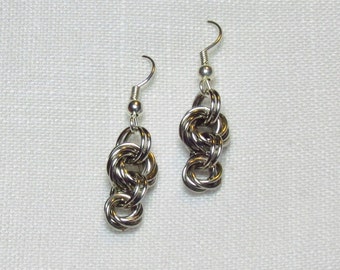 Items similar to Mobius Chainmaille dangle Earrings with Crystal, Love knot earrings, Infinity ...