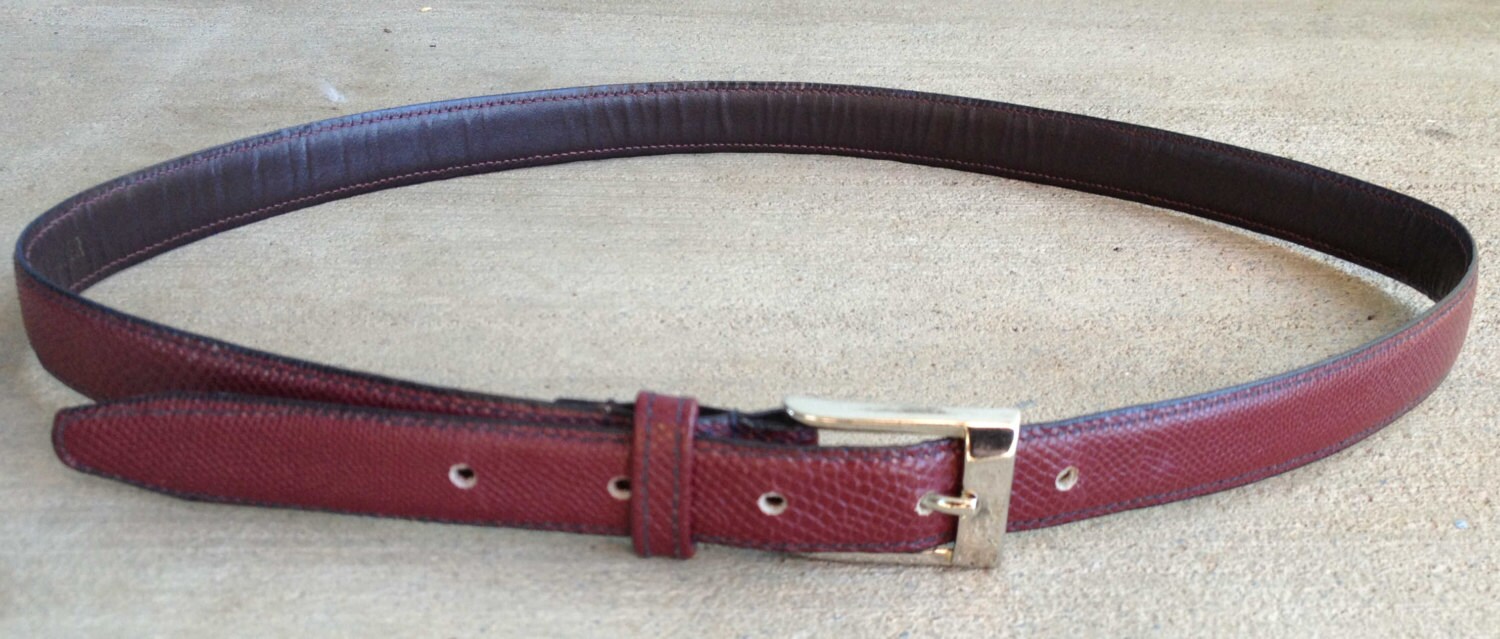 Maroon Skinny Belt with Silver Metal Buckle // Faux Leather Fashion ...