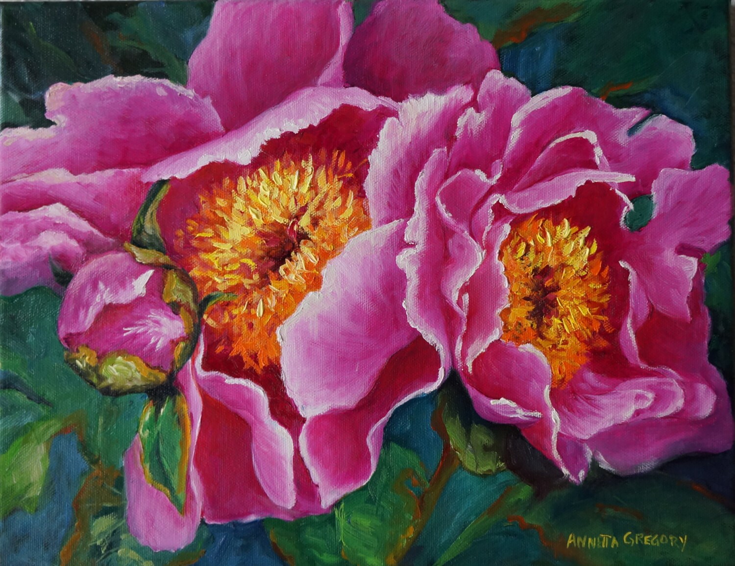 Pink Peony pink peony art wall decor pink flower art