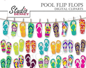 25% OFF Flip Flop Cliparts, Pool Digital Clip Art, Summer Cliparts ...
