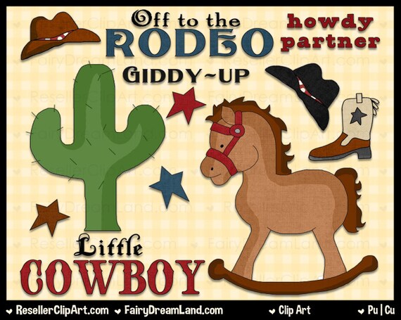 Little Cowboy Digital Clip Art Commercial Use Graphic Image