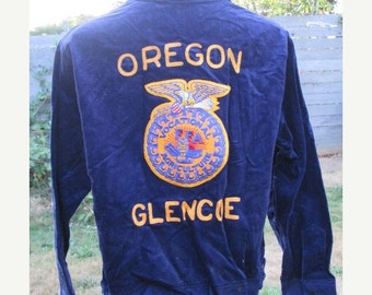 Sale Vintage 60s FFA Future Farmers of America blue corduroy Glencoe ...