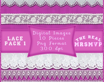 Lace Trim Clip Art INSTANT DOWNLOAD Lace Motif, Edging, Border ...