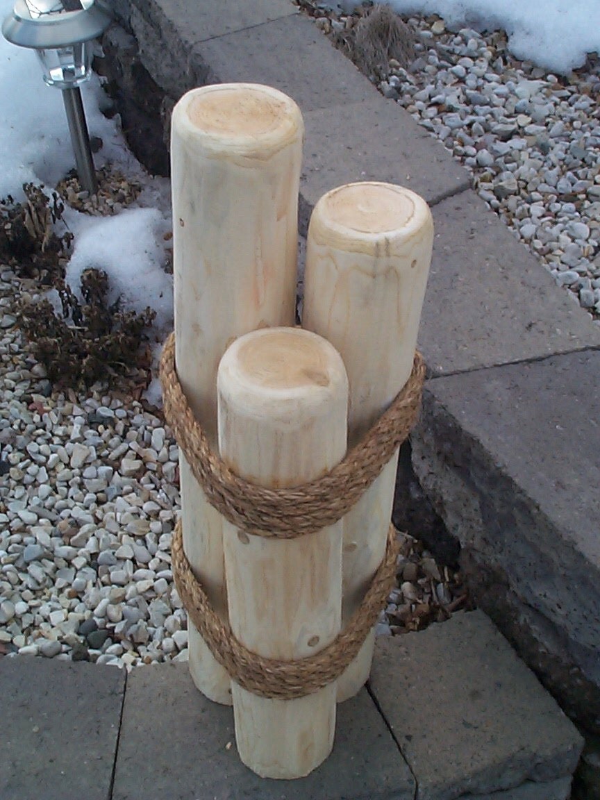 Nautical Piling or Pier Lawn Ornament Wood Garden Decoration