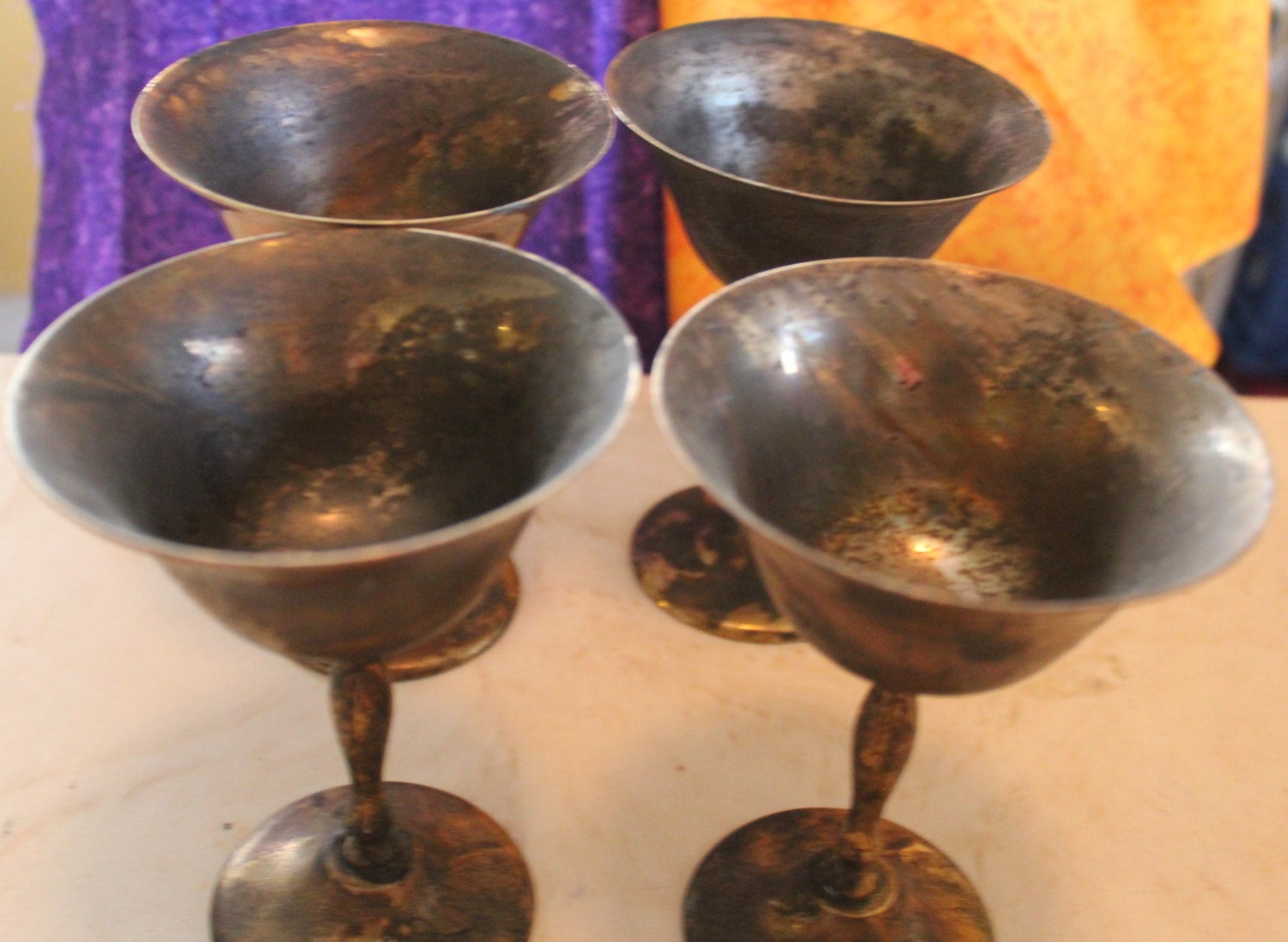 Four Brass Wine Glasses Made in India