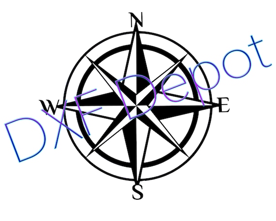 Compass .dxf format. CNC Cutting File Vector Art DXF File