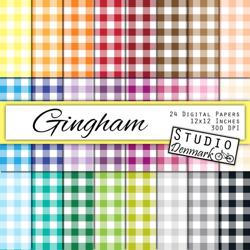 Gingham Digital Paper Value Pack – 24 Colors – Commercial Use – 12in x ...
