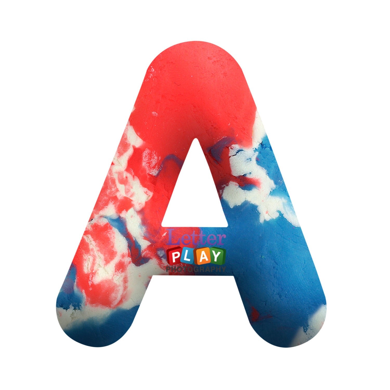 Digital Alphabet Letters with Play Doh Red White and Blue
