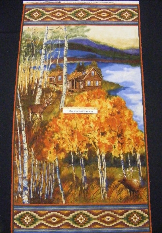 Cabin Countryscape & Wildlife Large Fabric PanelTimeless