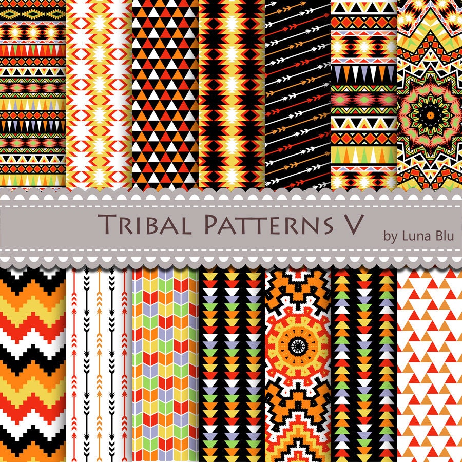 New Item added to my shop:Tribal Digital Paper: ” Tribal Patterns” with ...