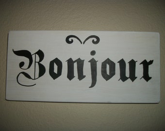 Bonjour sign | Etsy