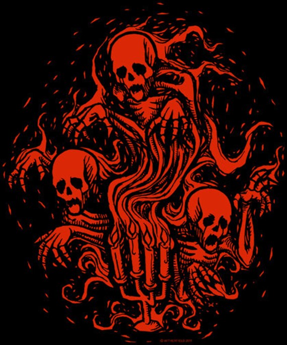 HAUNTED WOODCUT T-Shirt Halloween ghost spectre ghoul Samhain