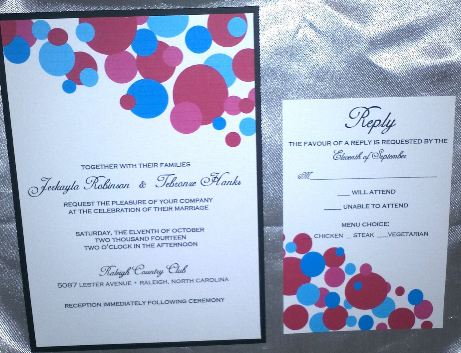 Modern Style Invitation 2 panels on Premium Linen paper and RSVP card ...