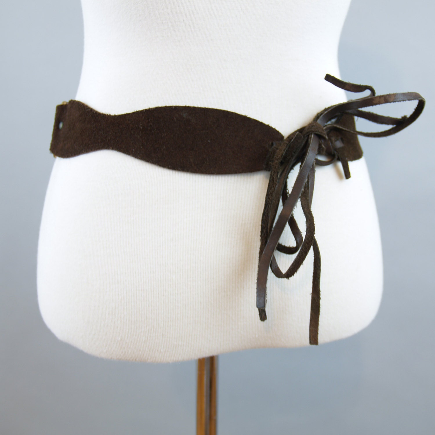 brown leather belt // vintage 70s fringe suede // 1970s hippie boho tie ...