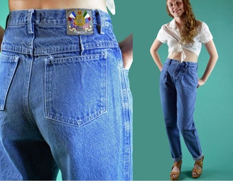 80s High Waist Jeans Faded Distressed Vintage Pleated Front Harem Jeans ...